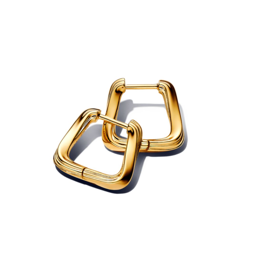 Pandora Essence Twisted Triangle Small Hoop Earrings, Yellow Gold Plat
