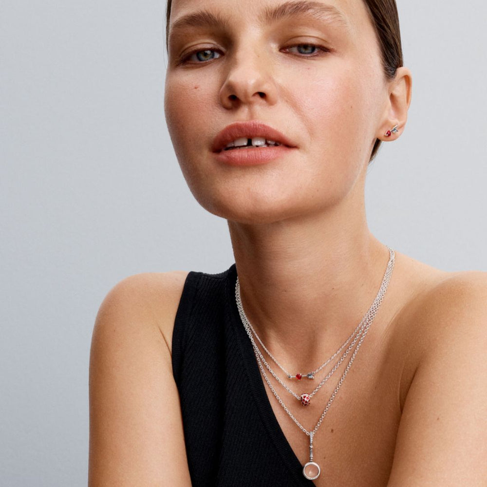 Pandora Moments Hearts Round Clip Charm, Silver, 793679C01