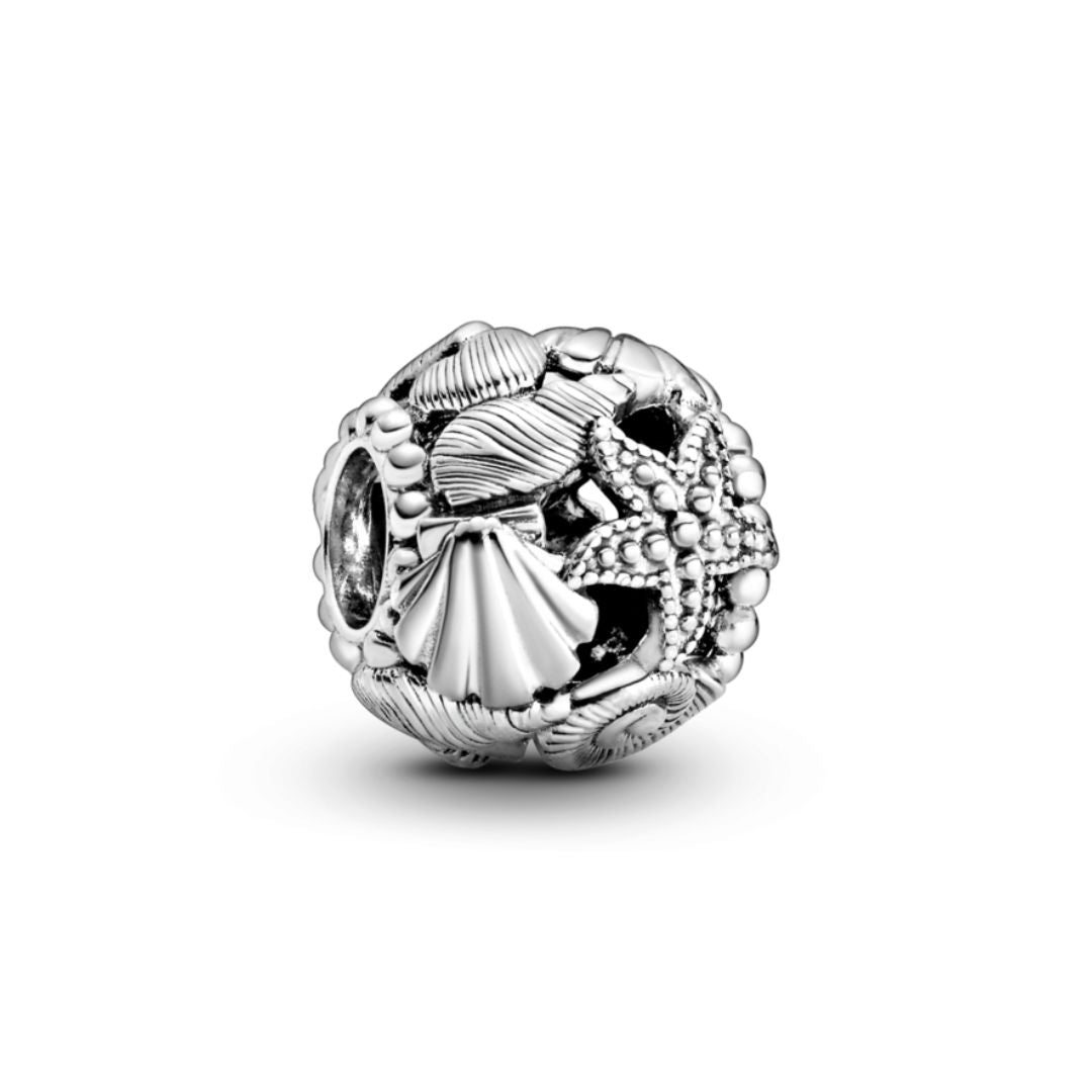 Pandora Moments Openwork Starfish, Shells & Hearts Charm, Silver, 7989