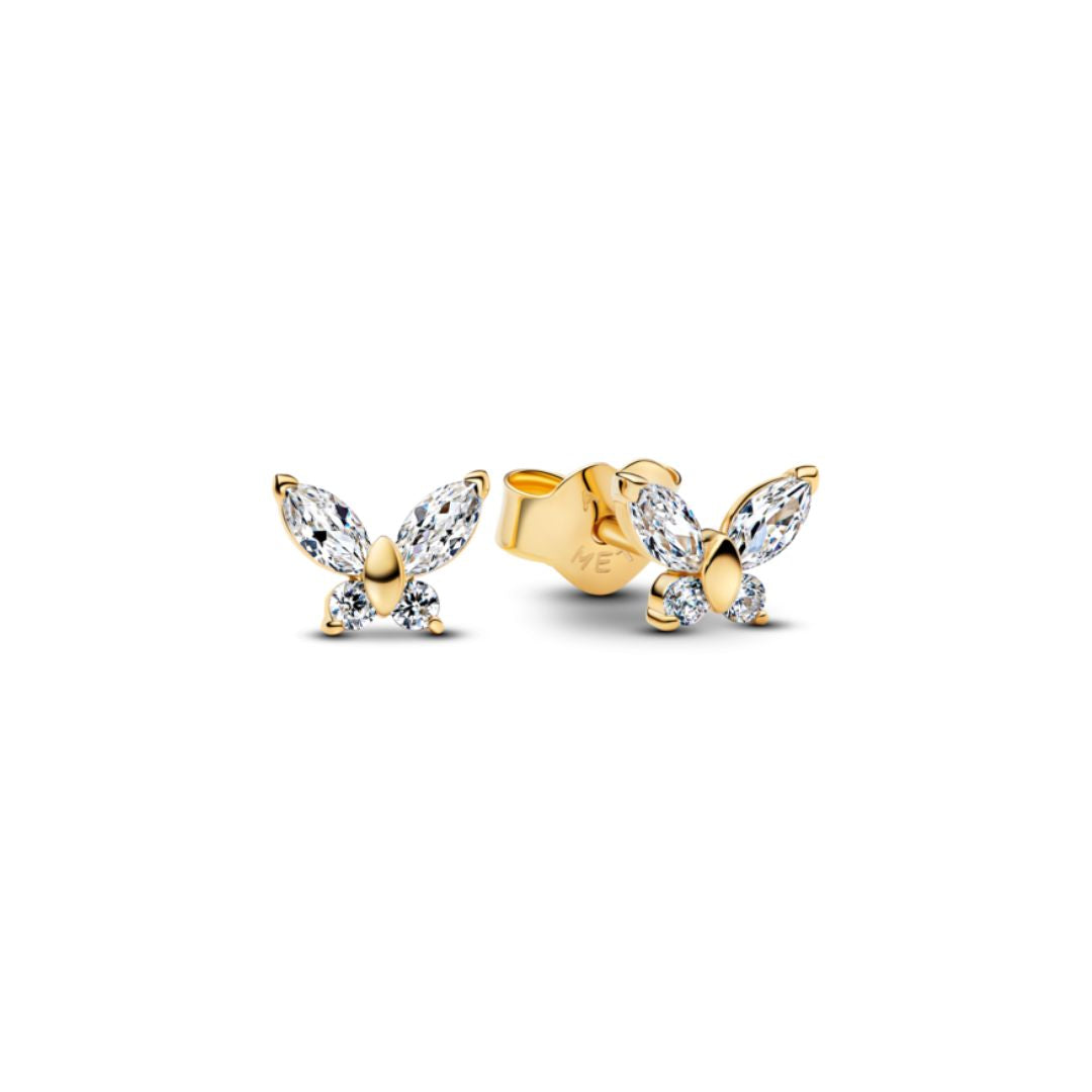 Pandora Timeless Butterfly Stud Earrings, Yellow Gold Plated, 264264C0