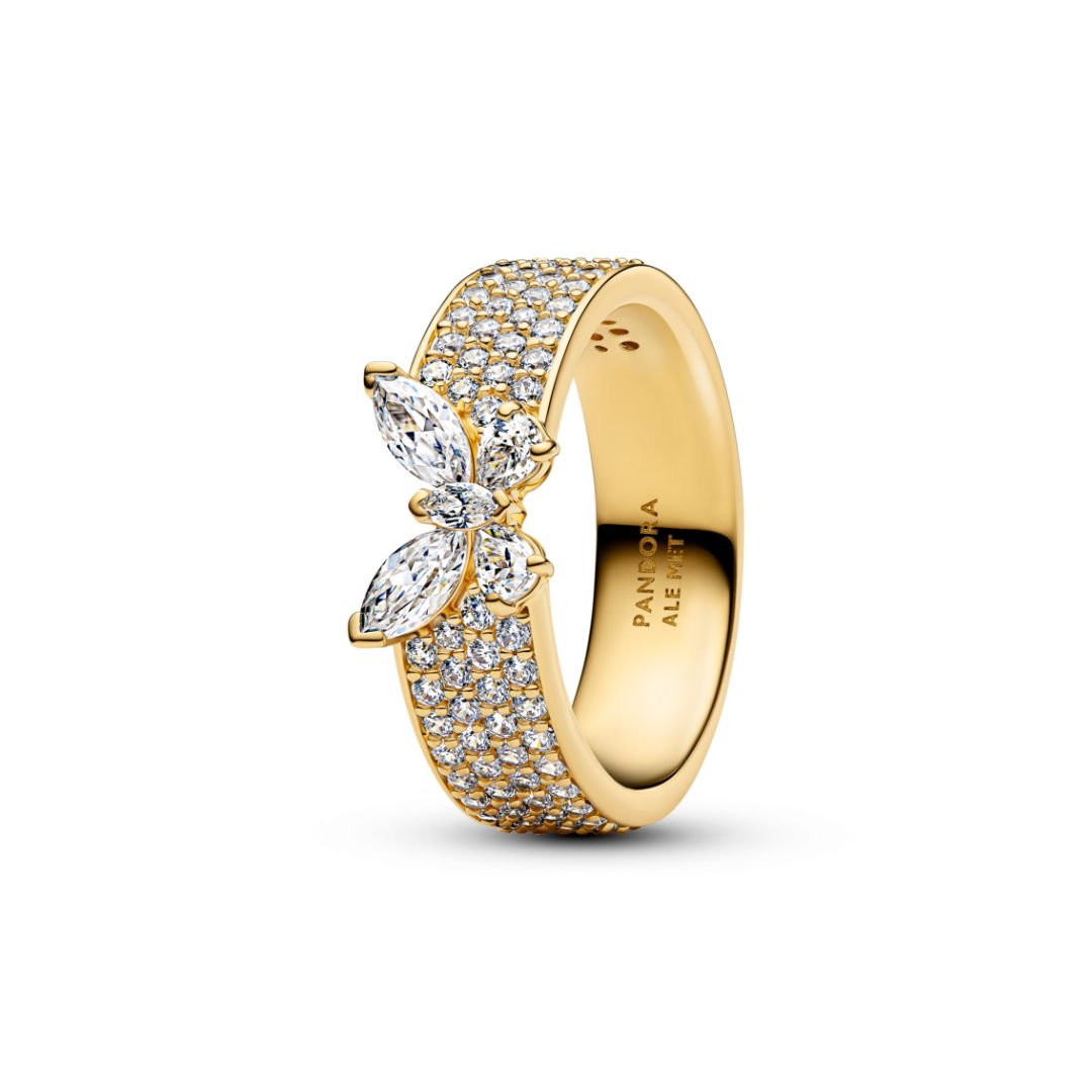 Pandora Timeless Sparkling Butterfly Bold Ring, Yellow Gold Plated, 16