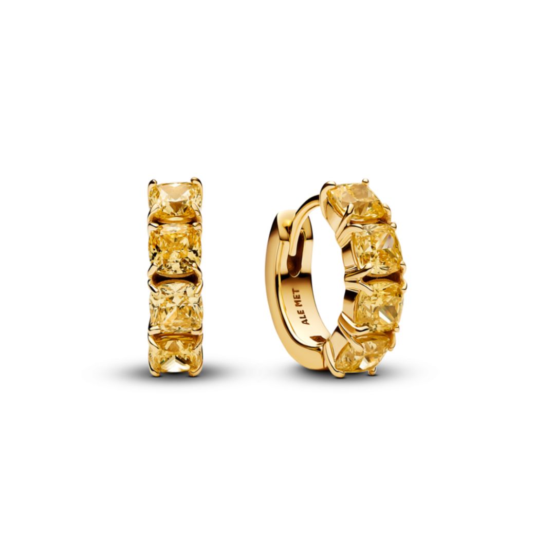 Pandora Timeless Yellow Hoop Earrings, Yellow Gold Plated, 263851C02