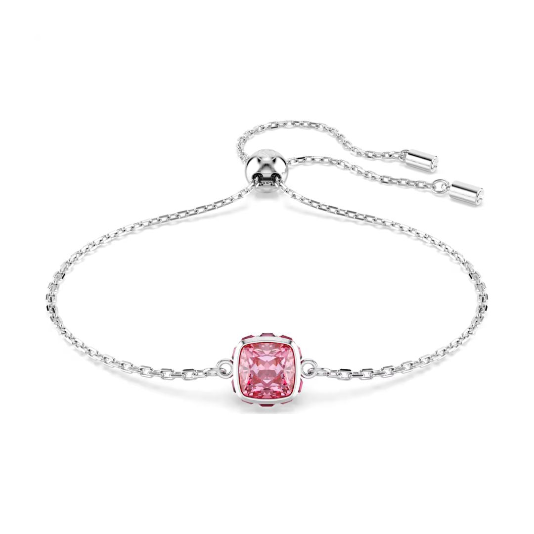 Swarovski Birthstone October Bracelet, Rhodium Plated with Pink Crysta