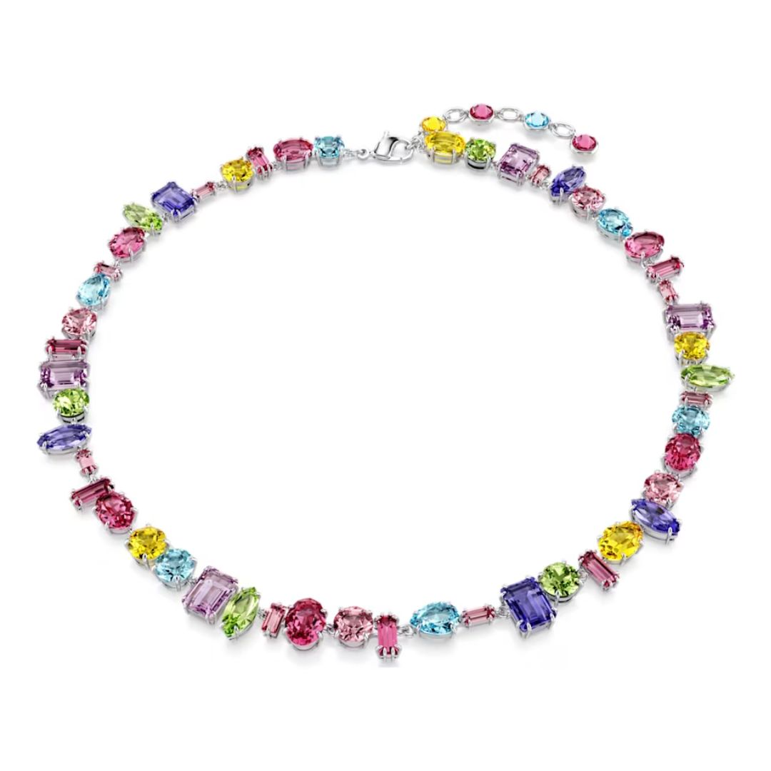 Swarovski Gema Necklace, Rhodium Plated and Multicolored Crystals 5656