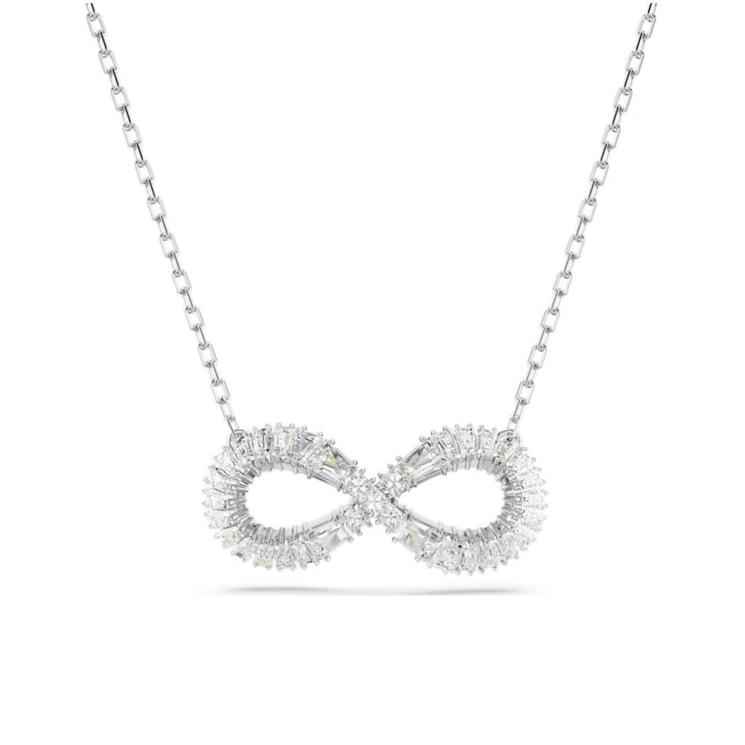 Swarovski Hyperbola Infinity Pendant, Rhodium Plated Metal and White C