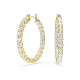 Swarovski Matrix Hoop Earrings, Gold Finish and White Zircons, 5750620