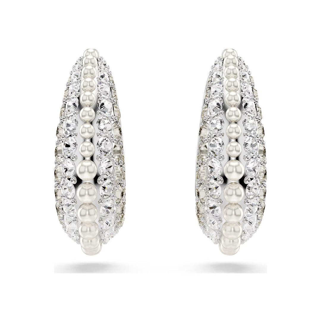 Swarovski Sublima Earrings, Rhodium-Plated with White Crystals and Whi