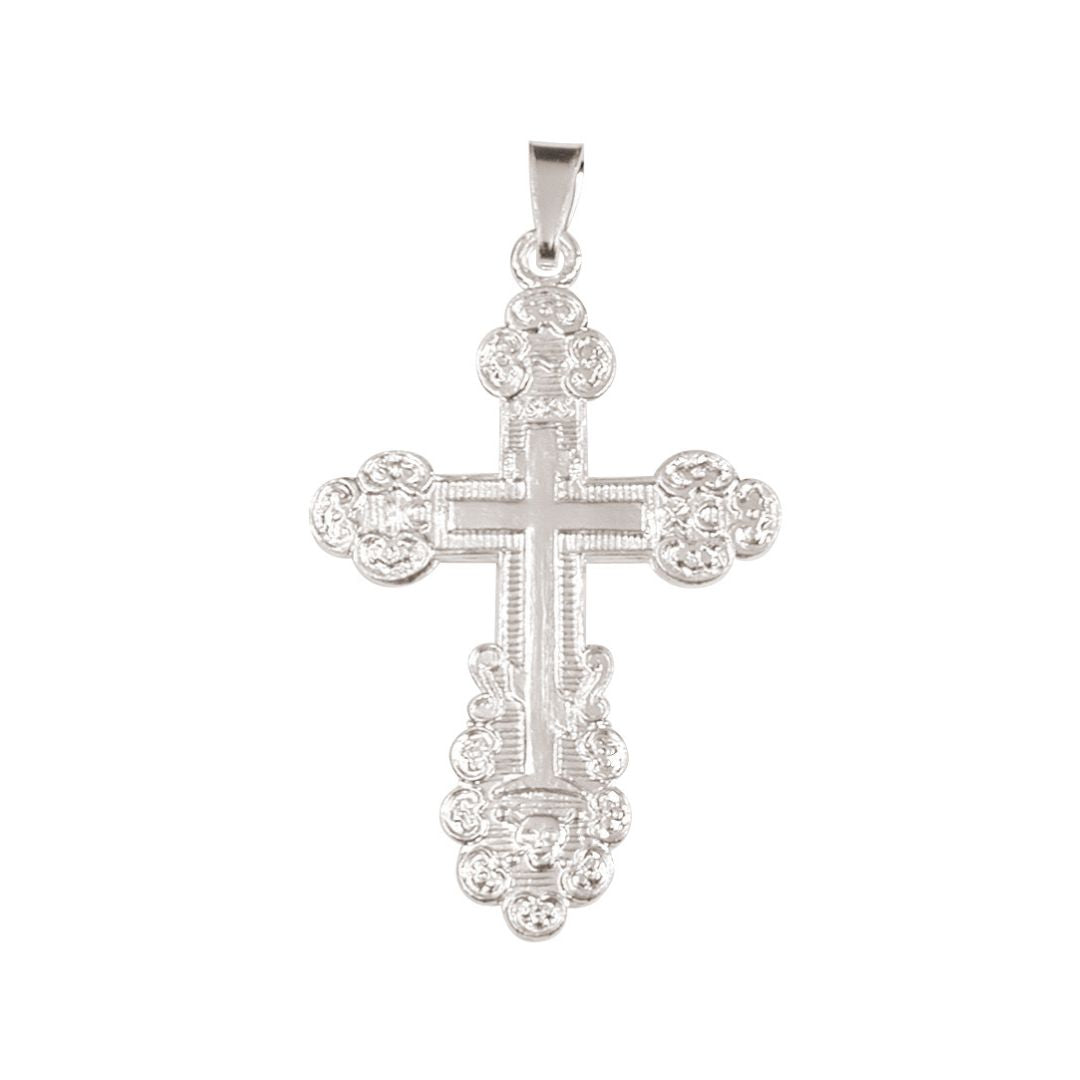 Saurum orthodox cross pendant, white gold, 816000