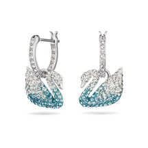Swarovski Iconic Swan earrings with blue crystals
