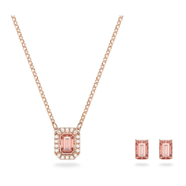 Swarovski Millenia necklace and earrings, rose gold coloured